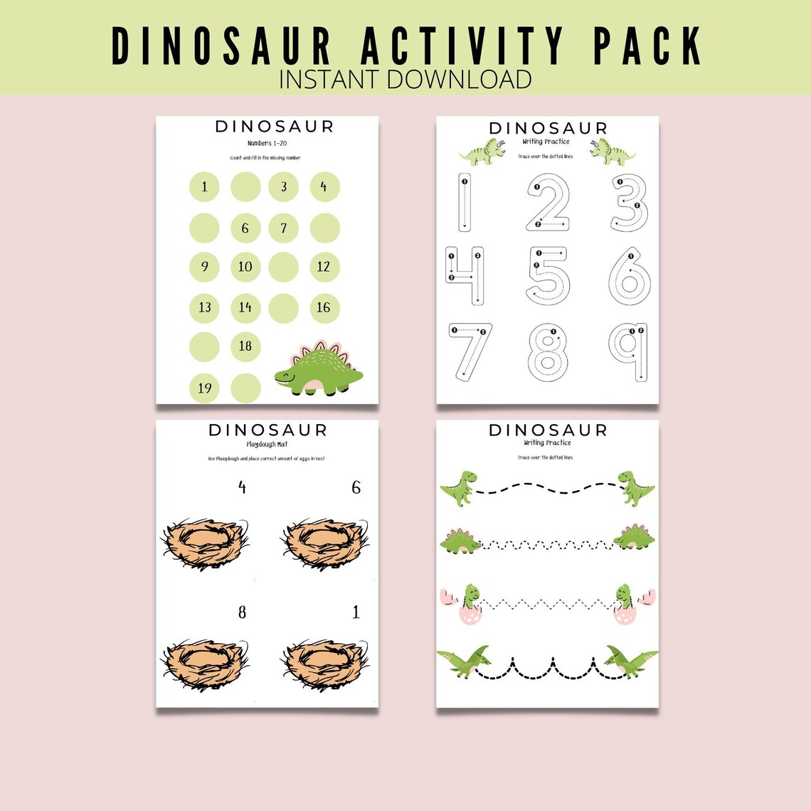 Dinosaur Activity Pack Preschool Printables Kindergarten - Etsy