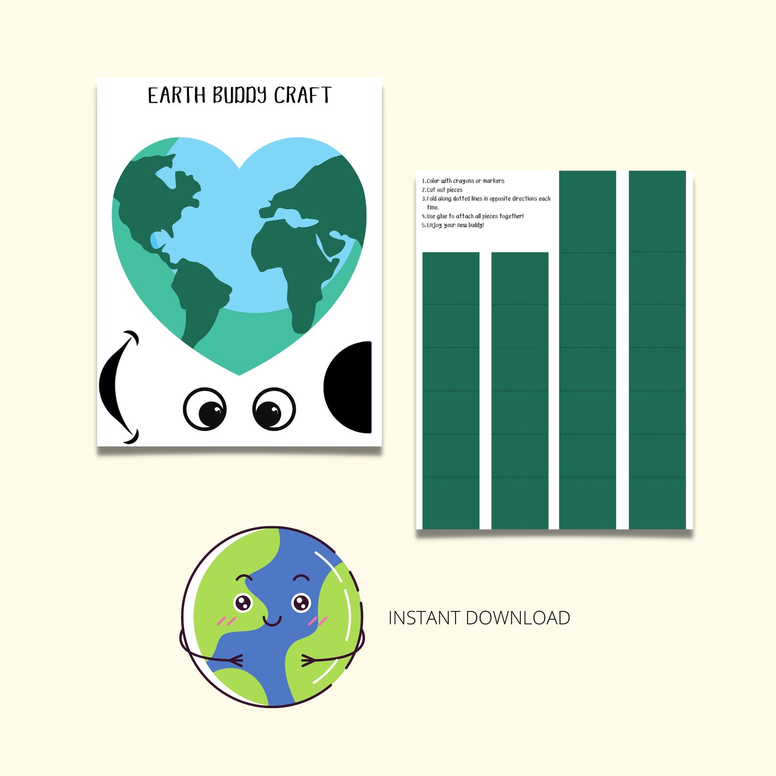 Earth Buddy Craft, Paper Craft for Kids, Earth Day Printable, Kids ...