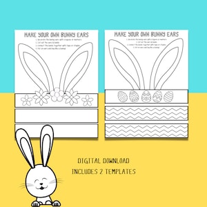 Easter Bunny Paper Crown, Printable Easter Craft, Bunny Ears Headband ...