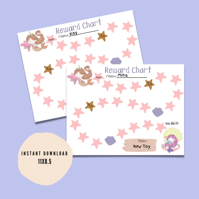 Mermaid Reward Chart for Kids, Printable Chore Chart Girls, Mermaid ...