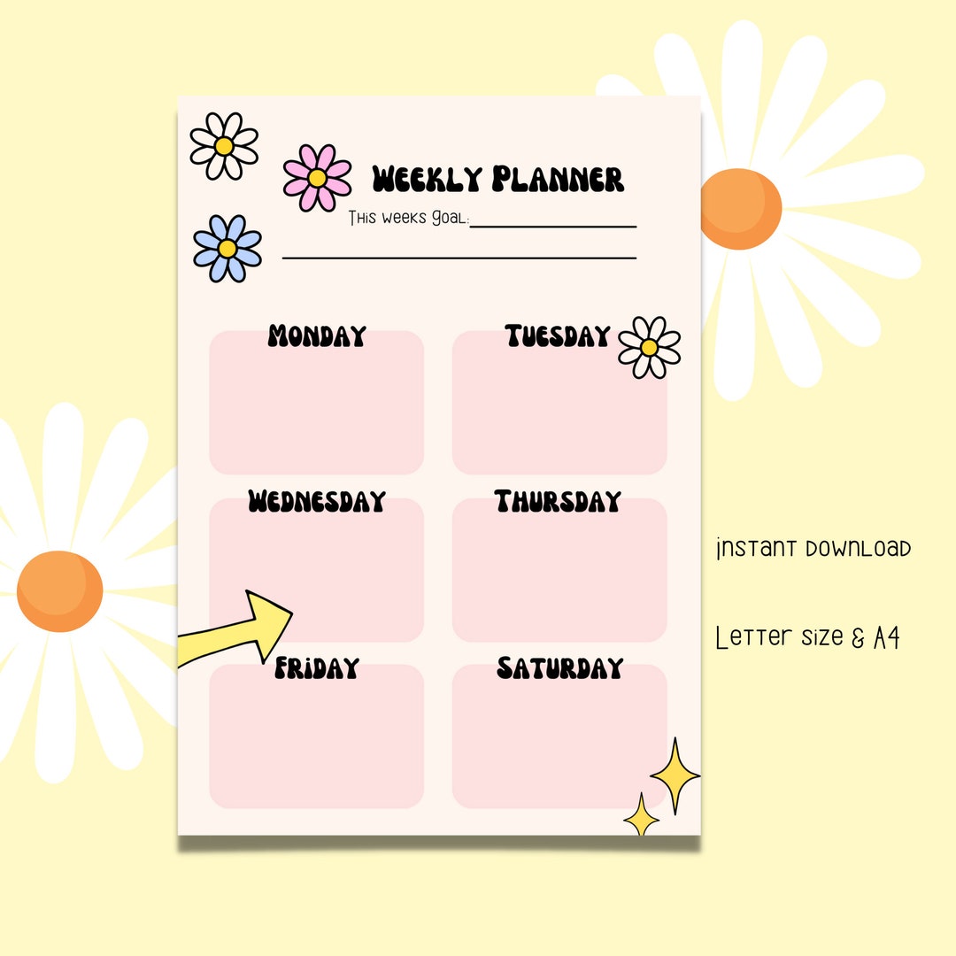 Kids Weekly Planner, Daily Schedule Printable, Kids Weekly Calendar ...