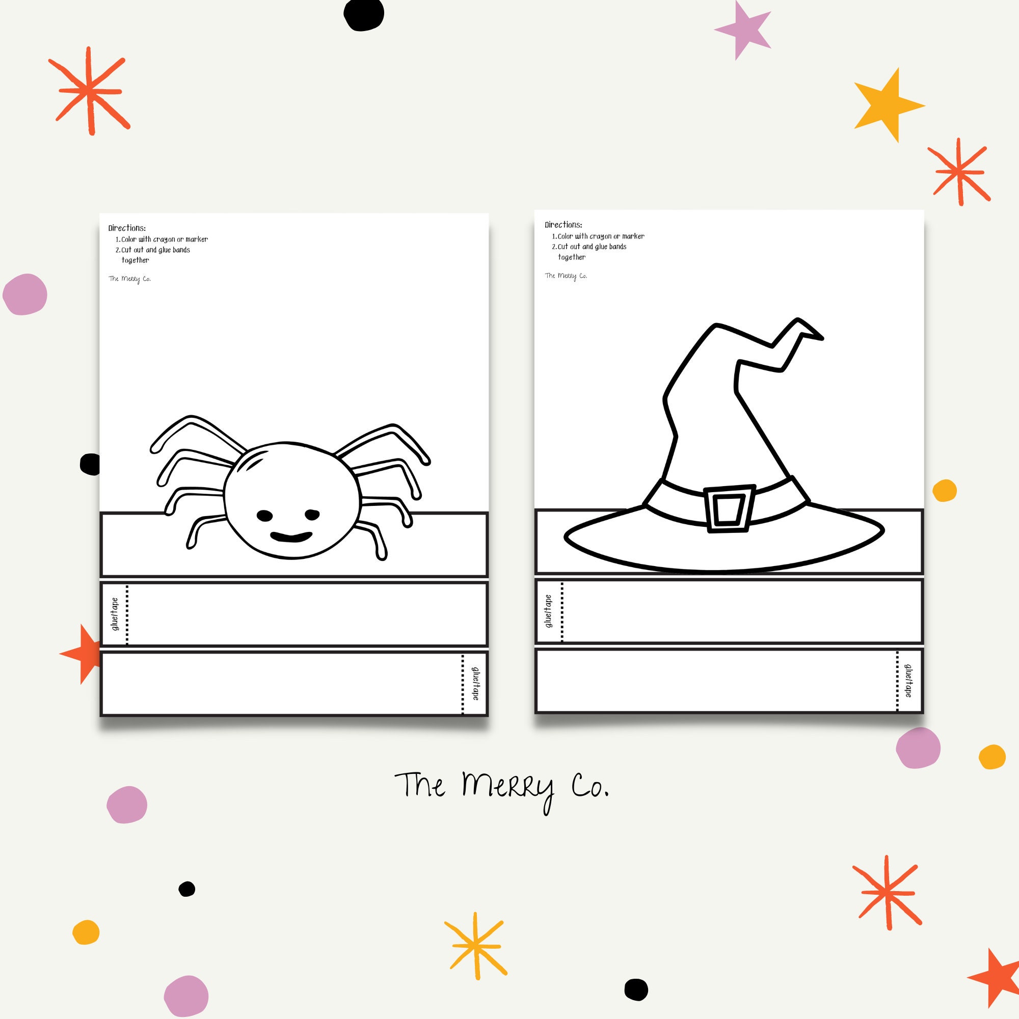 Halloween Paper Crown, Coloring Craft for Kids, Witch Hat, Jack O ...