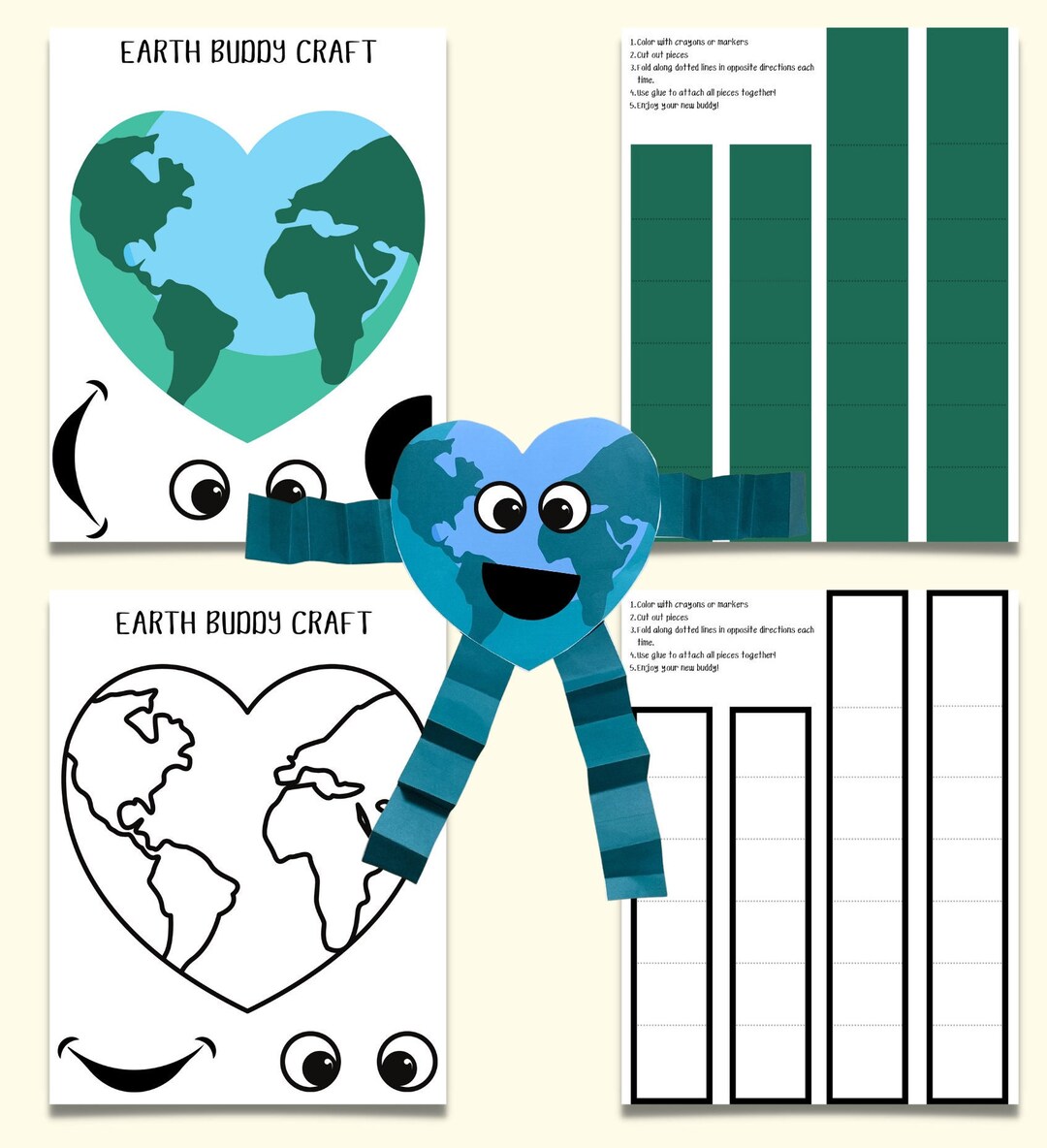 Earth Buddy Craft, Paper Craft for Kids, Earth Day Printable, Kids ...