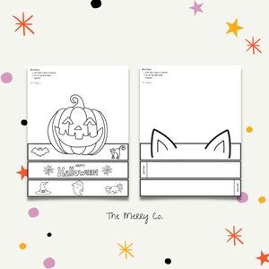 Halloween Paper Crown, Coloring Craft for Kids, Witch Hat, Jack O ...