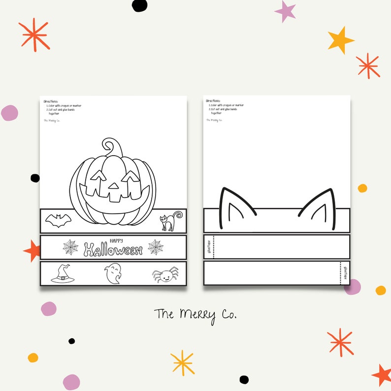 Halloween Paper Crown, Coloring Craft for Kids, Witch Hat, Jack O ...