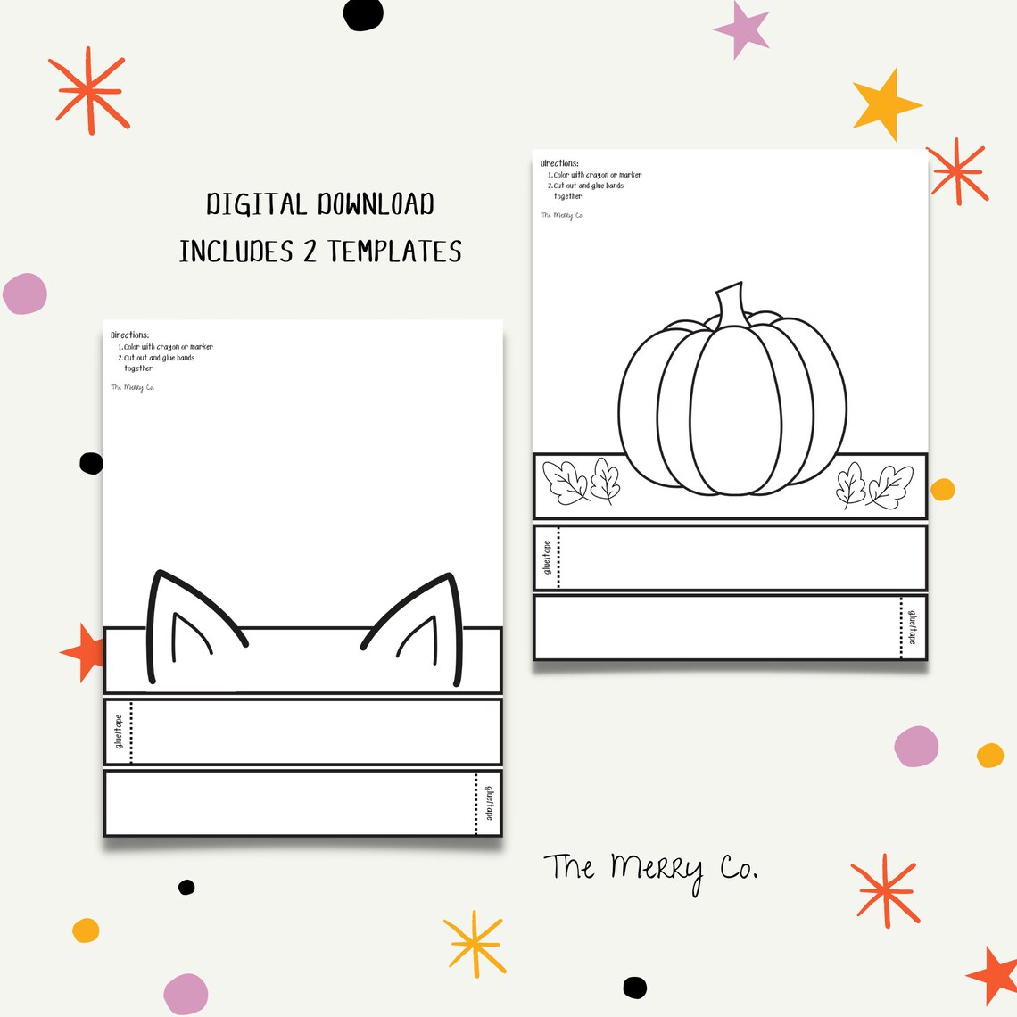 Cat Ears Paper Crown, Kids Halloween Coloring, Printable Paper Craft ...