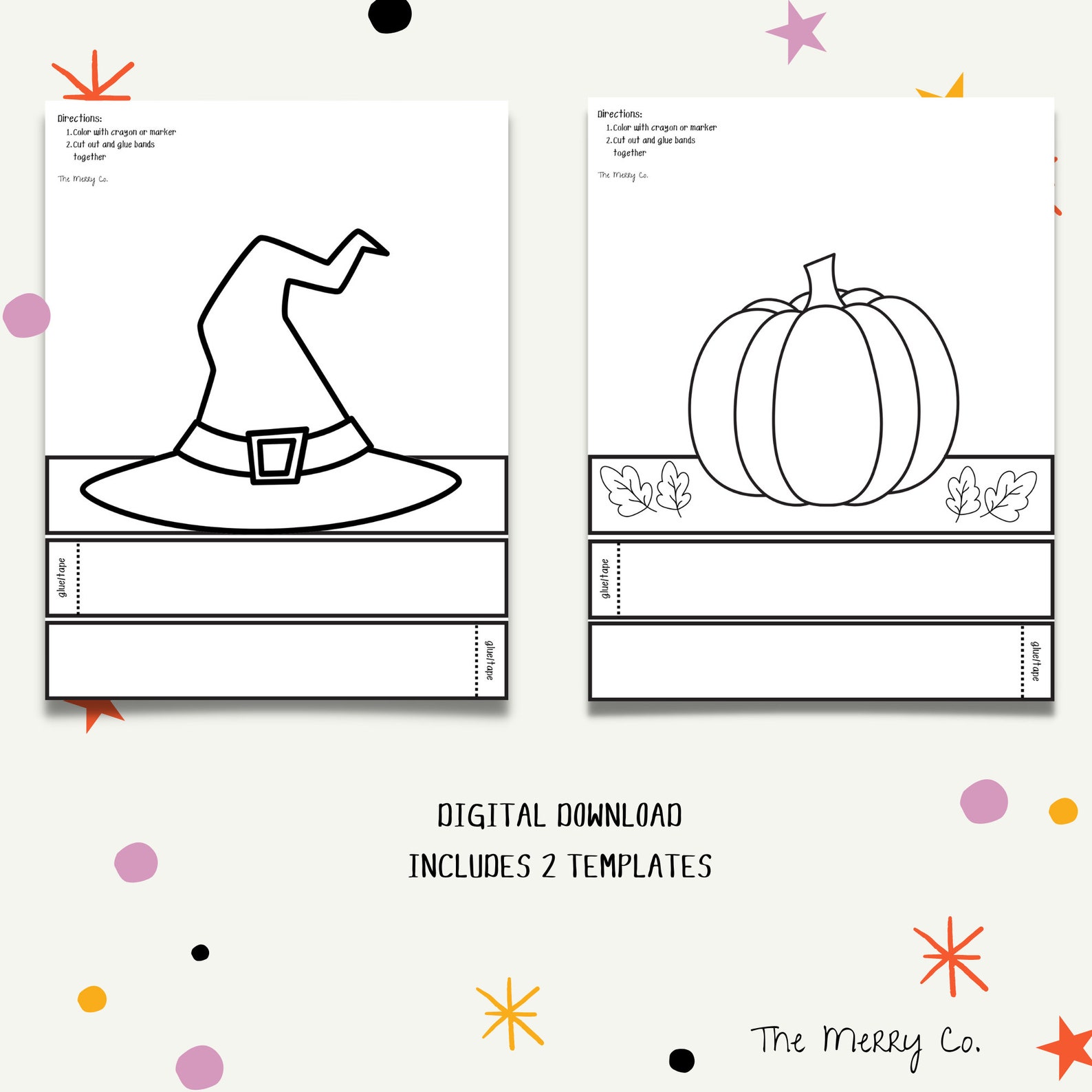 Witch Hat Paper Crown, Halloween Coloring Page, Printable Paper Craft ...