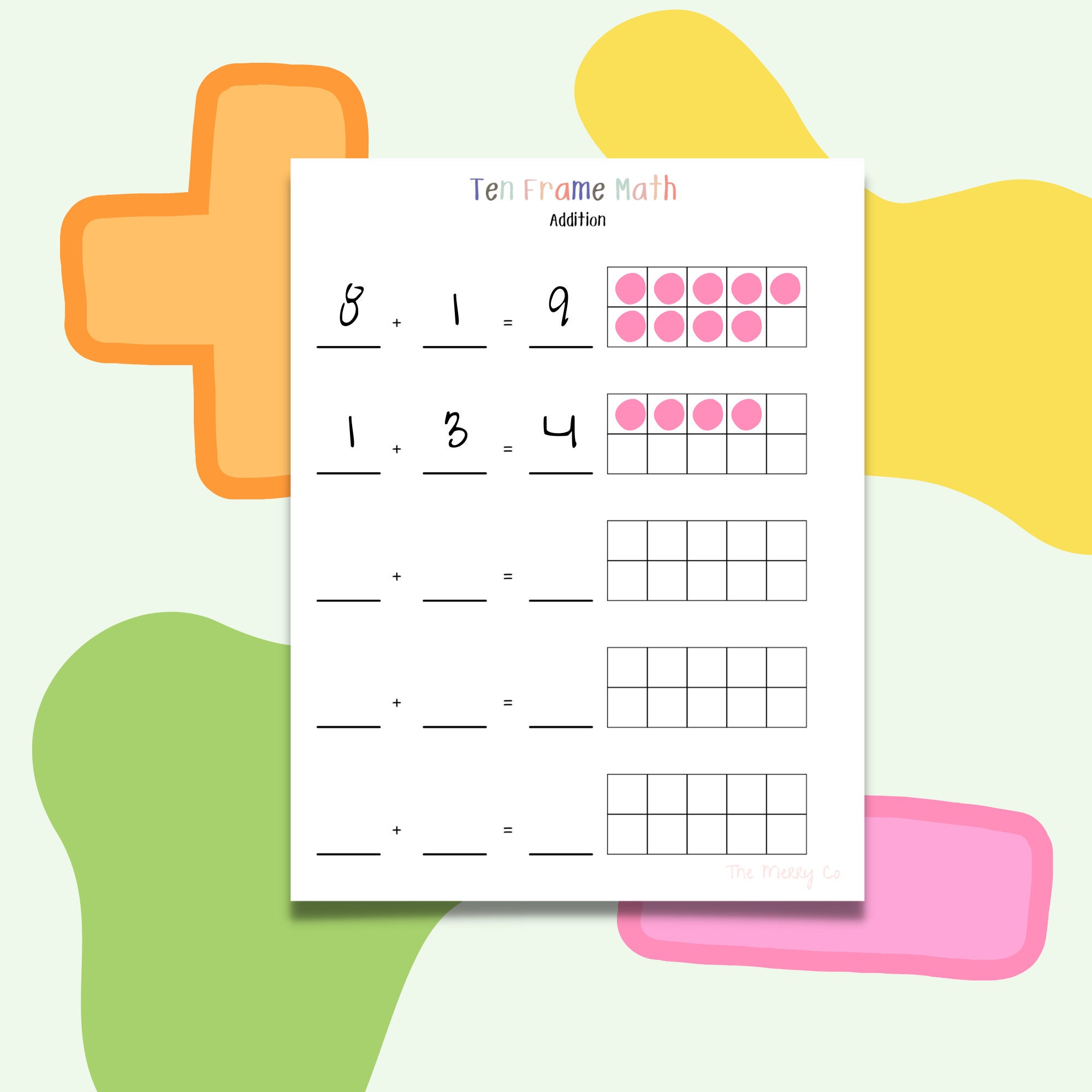 Ten Frame Math, Counting Printable, Math Worksheets, Addition and ...