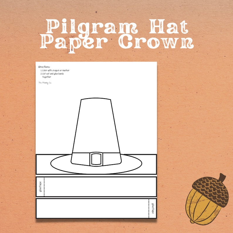 Thanksgiving Paper Crowns, Turkey Paper Craft, Pilgram Hat, Coloring ...