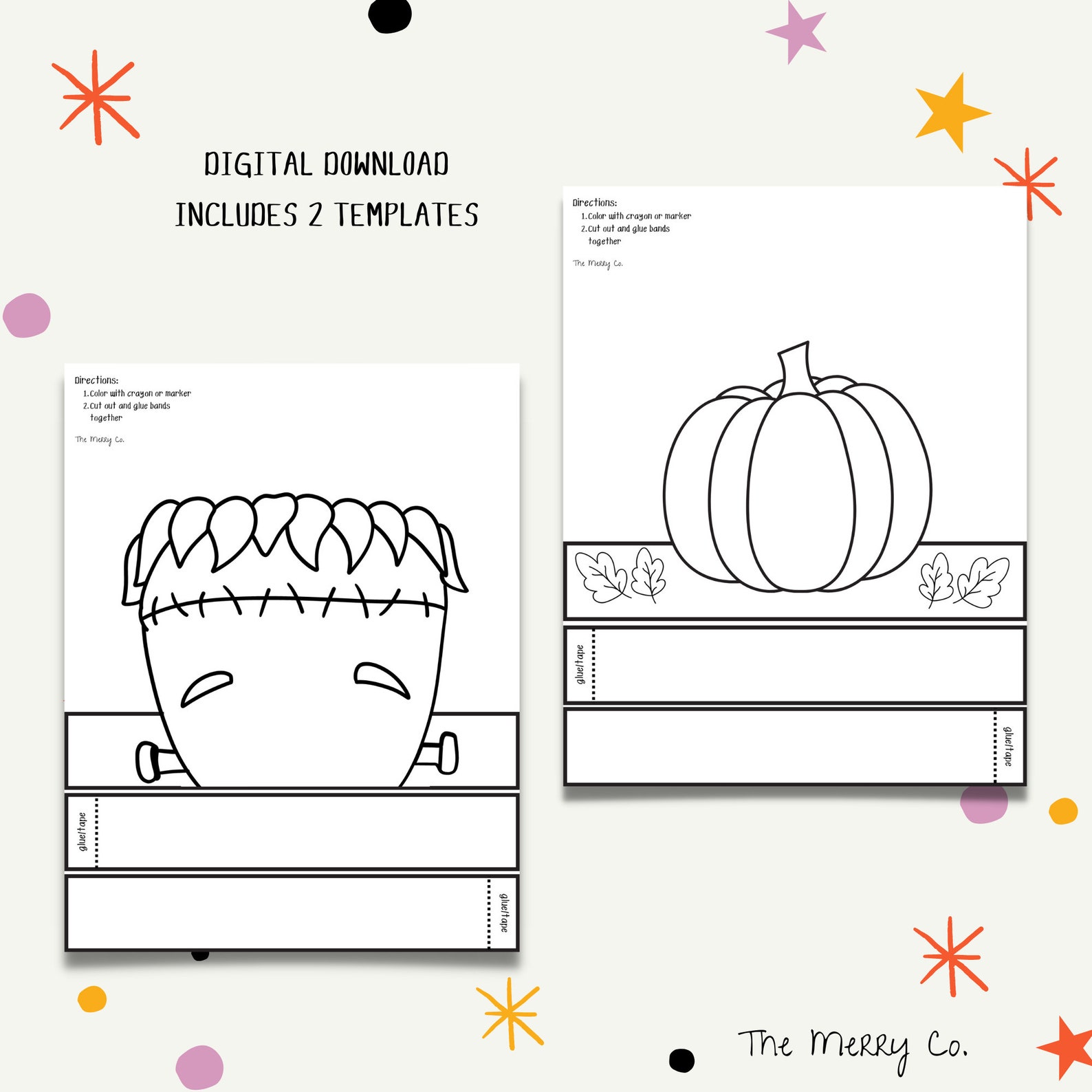 Monster Paper Crown, Halloween Coloring Activity, Paper Craft for Kids ...