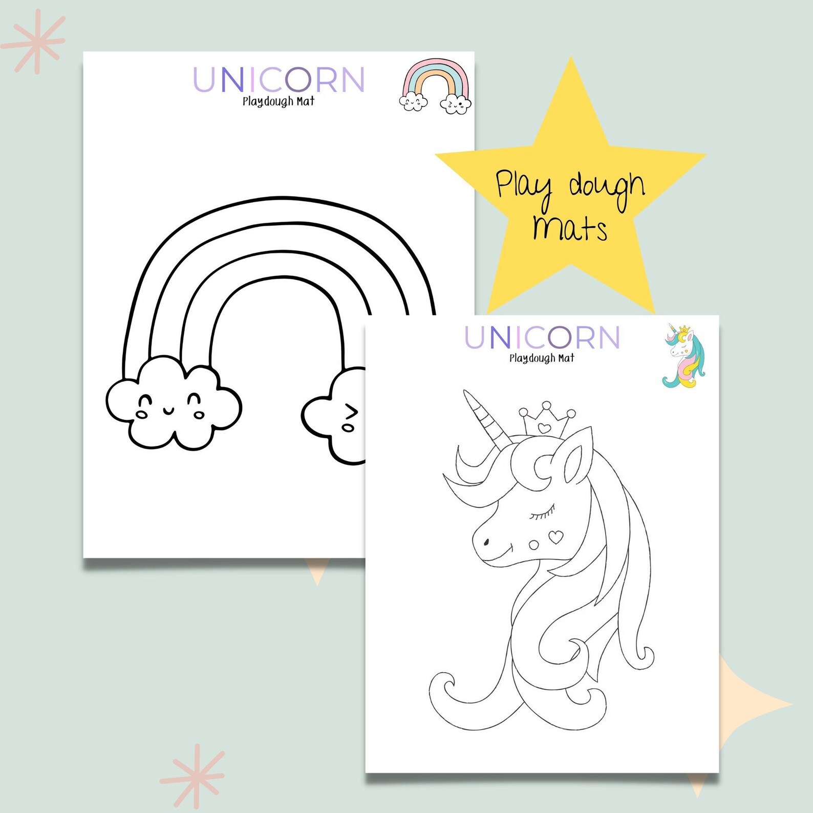 Unicorn Play Dough Mat, Kids Play Doh Mat, Printable Activity ...