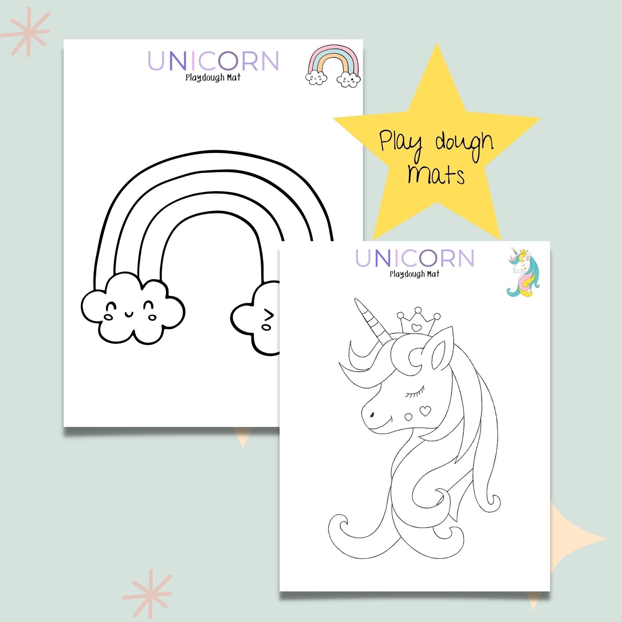 Unicorn Play Dough Mat, Kids Play Doh Mat, Printable Activity ...