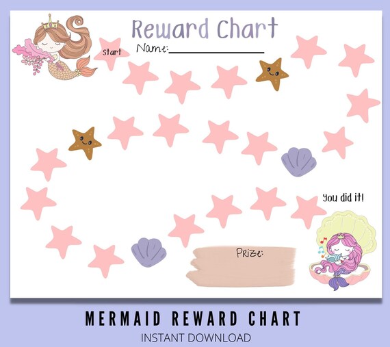 Mermaid Reward Chart for Kids Printable Chore Chart Girls | Etsy