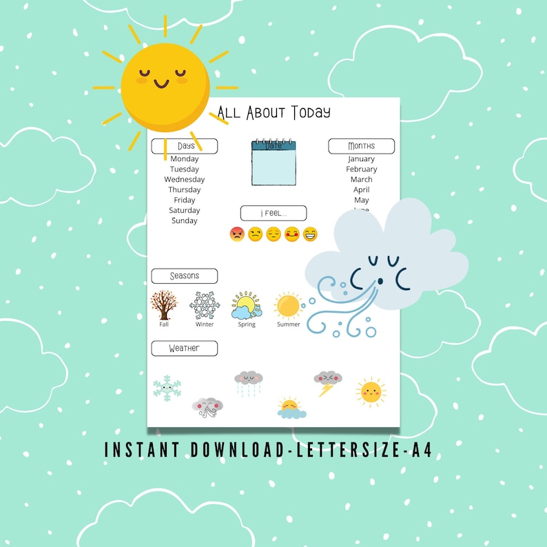 All About Today Printable, Morning Time Printable, Learning Calendar ...