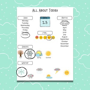 All About Today Printable, Morning Time Printable, Learning Calendar ...
