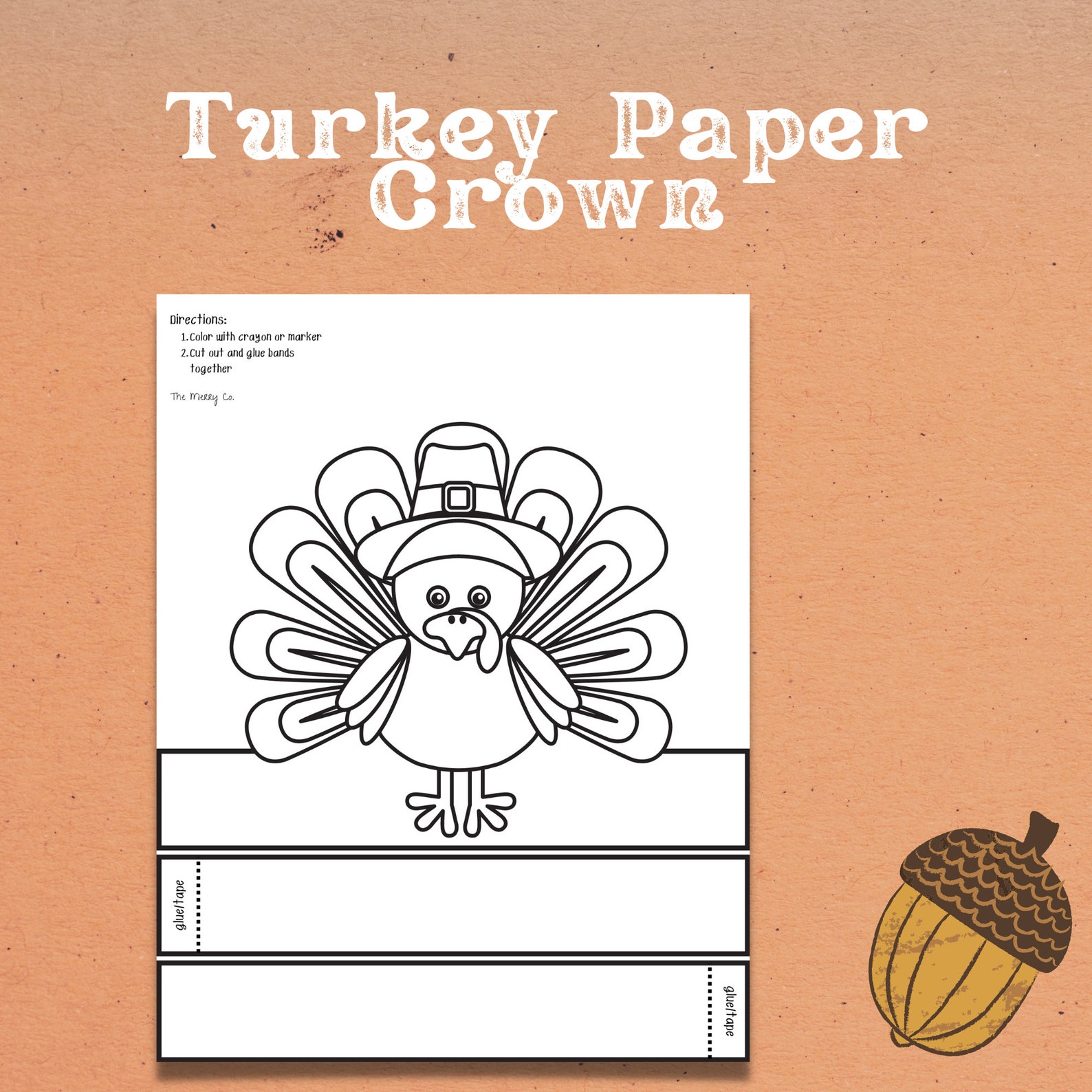 Thanksgiving Paper Crowns, Turkey Paper Craft, Pilgram Hat, Coloring ...