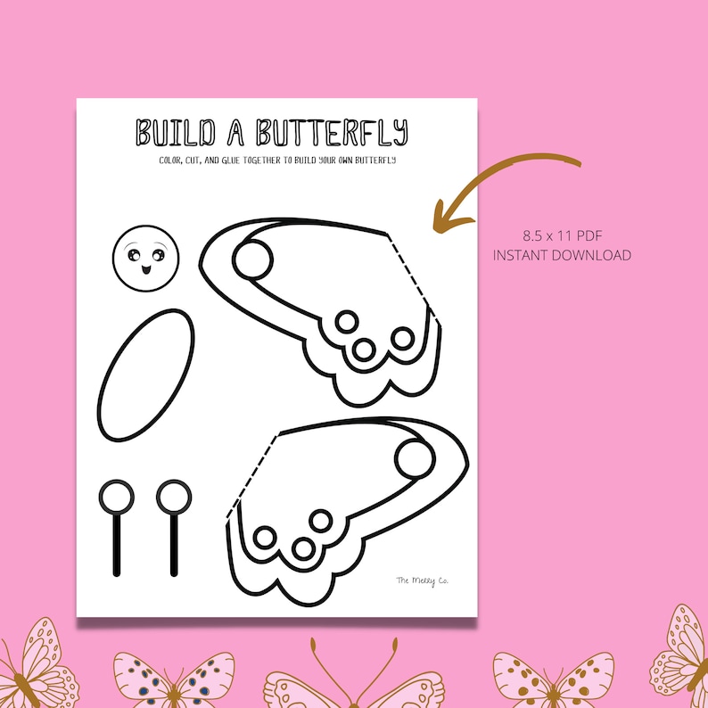 Butterfly Printable Craft, Spring Craft for Kids, Printable Paper Craft ...