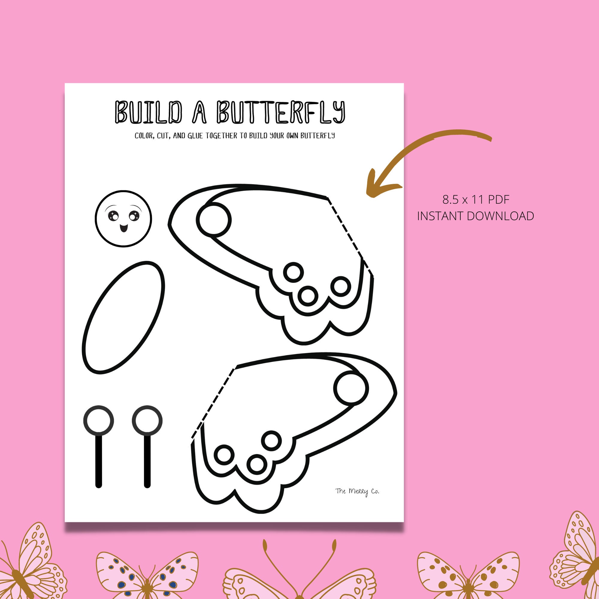 Butterfly Printable Craft, Spring Craft for Kids, Printable Paper Craft ...