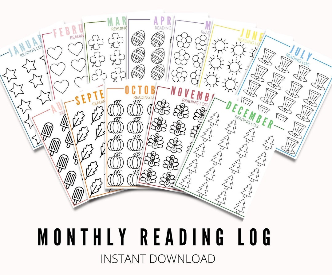 Kids Reading Log, Monthly Reading Log for Children, Book Log for Kids ...