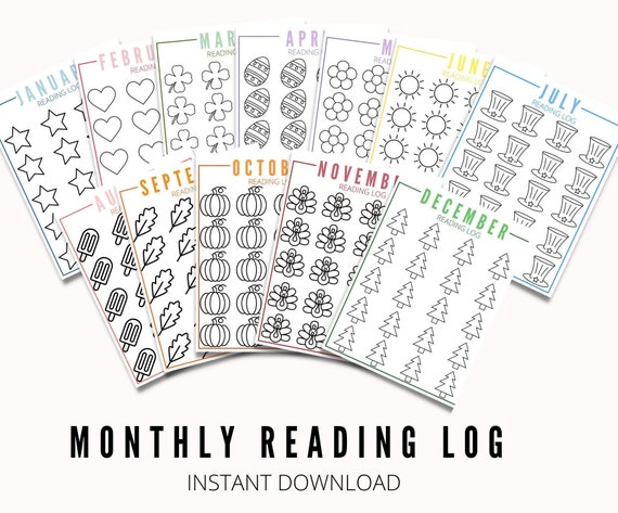 Kids Reading Log Monthly Reading Log for Children Book Log - Etsy