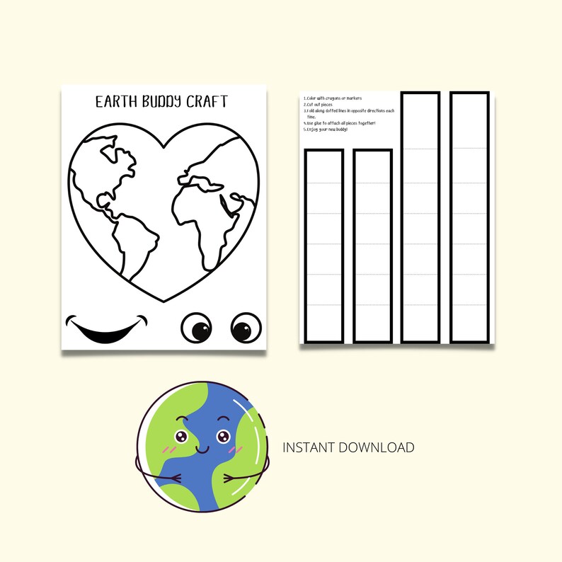 Earth Buddy Craft, Paper Craft for Kids, Earth Day Printable, Kids ...