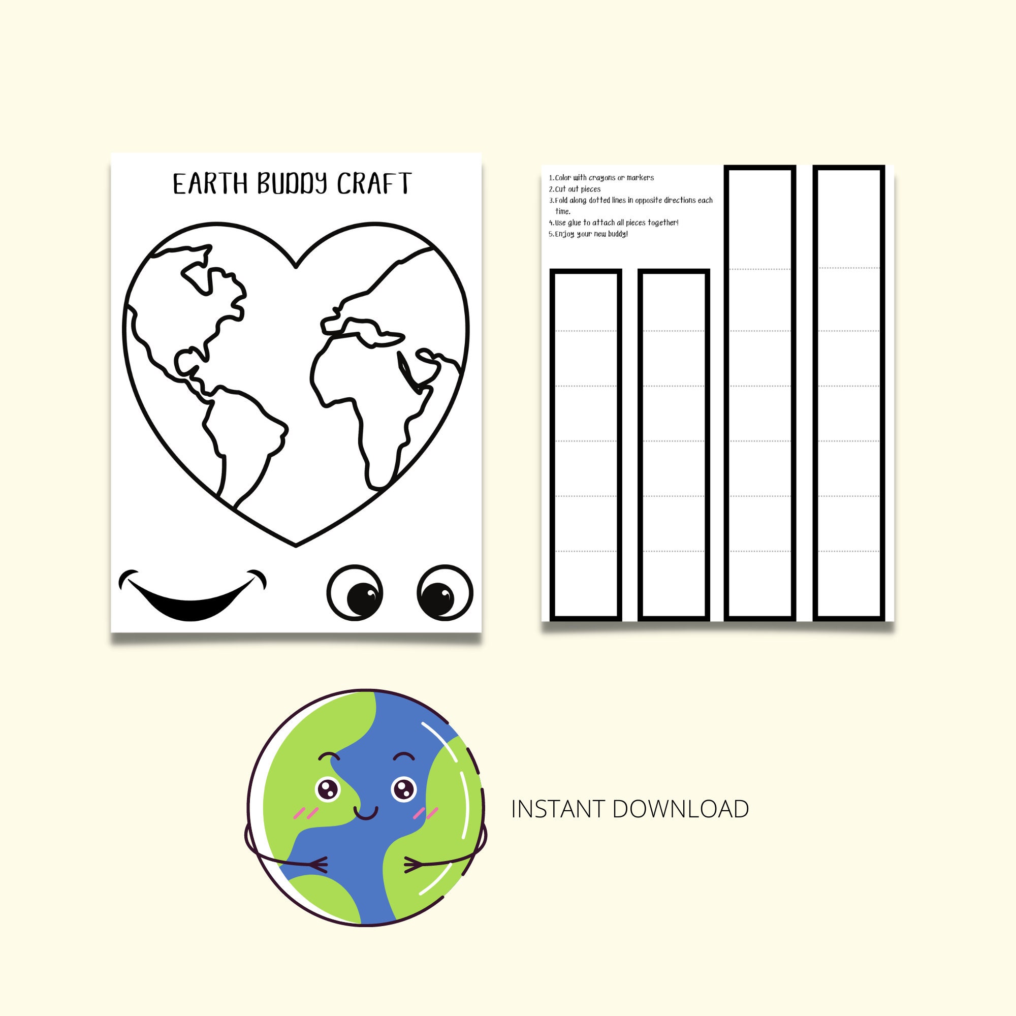 Earth Buddy Craft, Paper Craft for Kids, Earth Day Printable, Kids ...