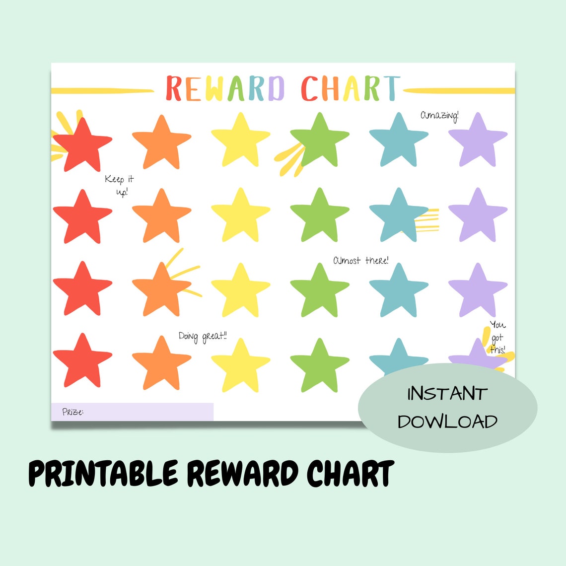 Rainbow Star Reward Chart, Behavior Chart for Kids, Toddler Chore Chart ...