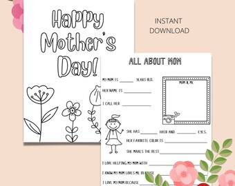 All About My Mom Mum Fill in the Blank Printable for Mother's Day 303 ...