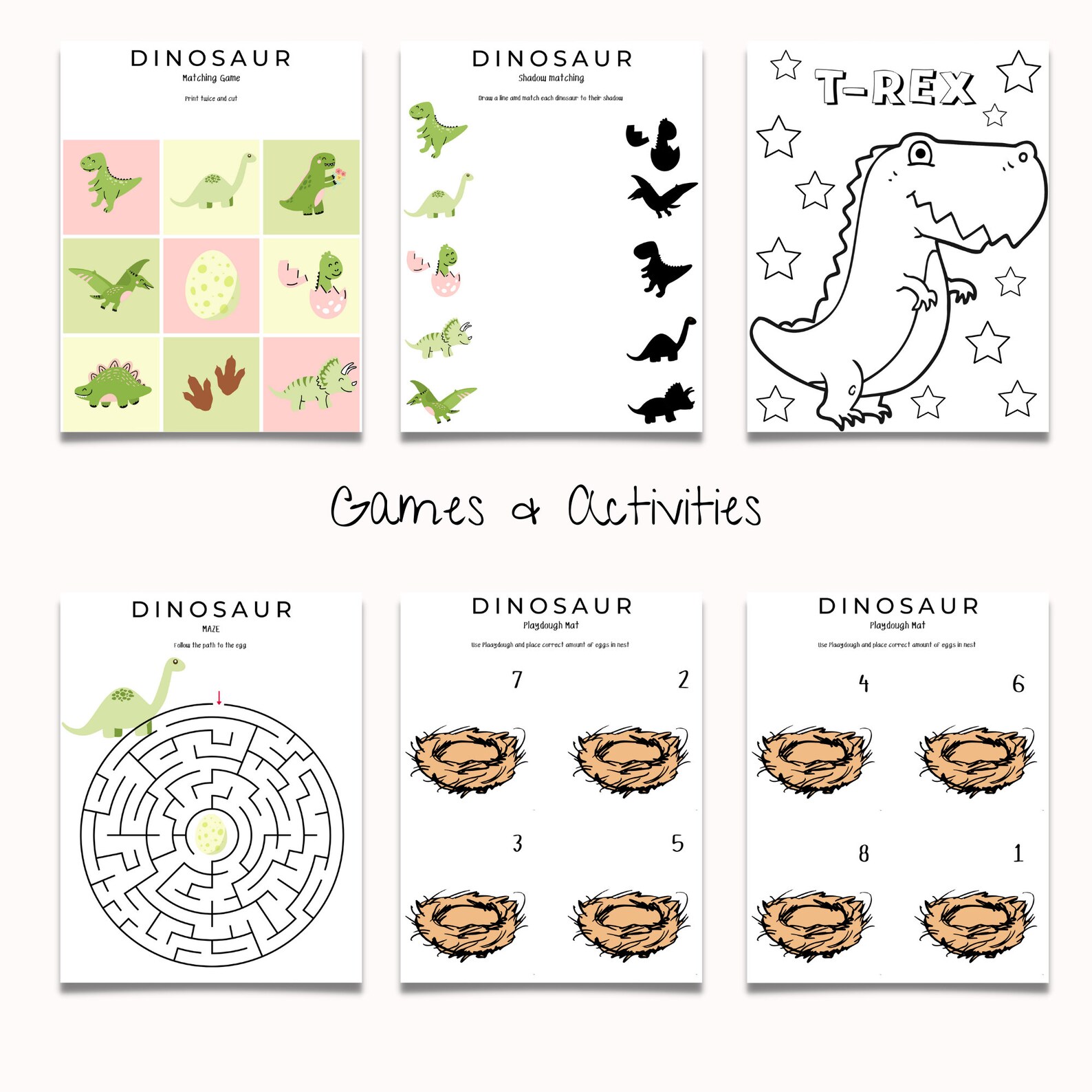 Dinosaur Activity Pack Preschool Printables Kindergarten - Etsy