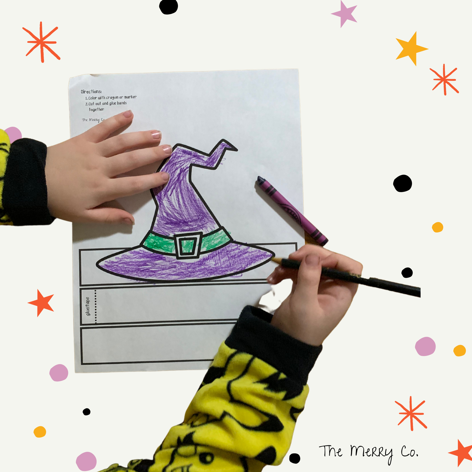 Halloween Paper Crown, Coloring Craft for Kids, Witch Hat, Jack O ...