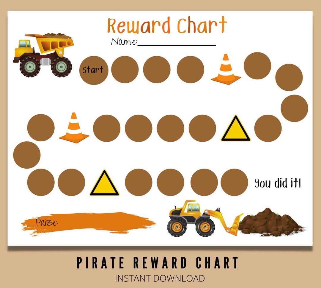 Construction Reward Chart, Printable Chore Chart Boys, Kids Behavior ...