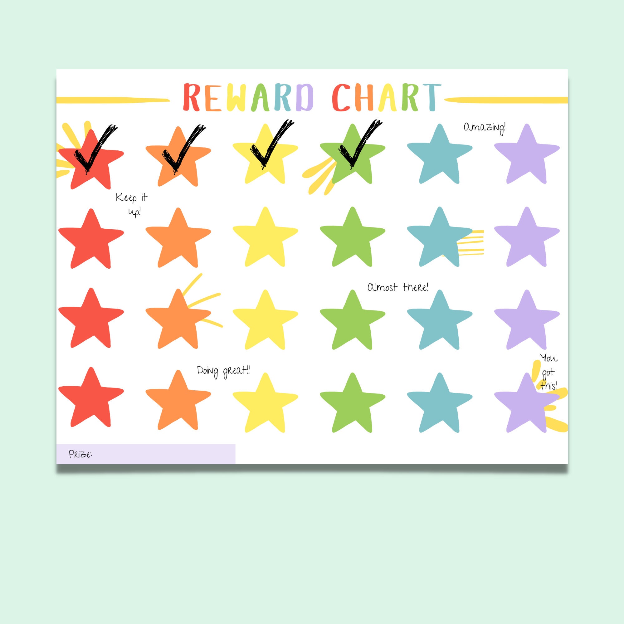 Rainbow Star Reward Chart, Behavior Chart for Kids, Toddler Chore Chart ...