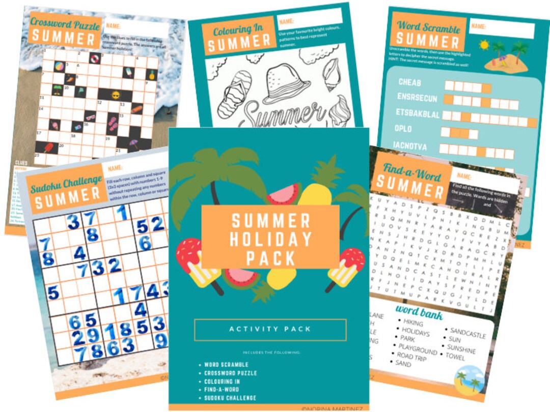 Summer Holiday Activity Pack (4 Fun Puzzles) - Etsy