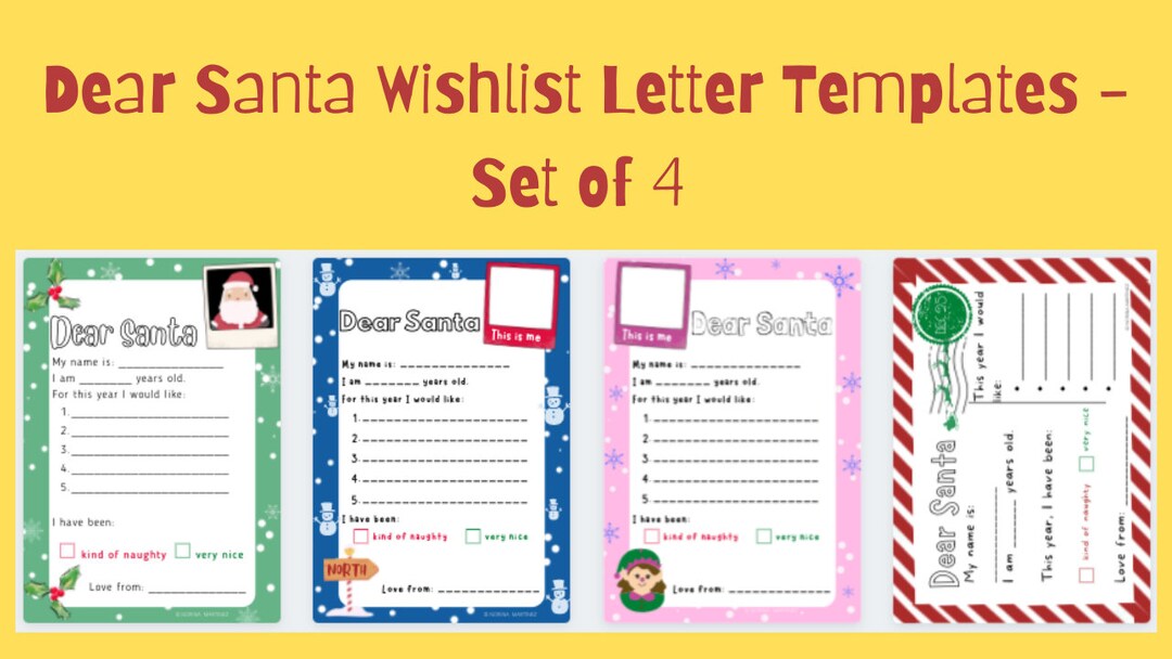 Dear Santa Wishlist Template - Set of 4 - Etsy