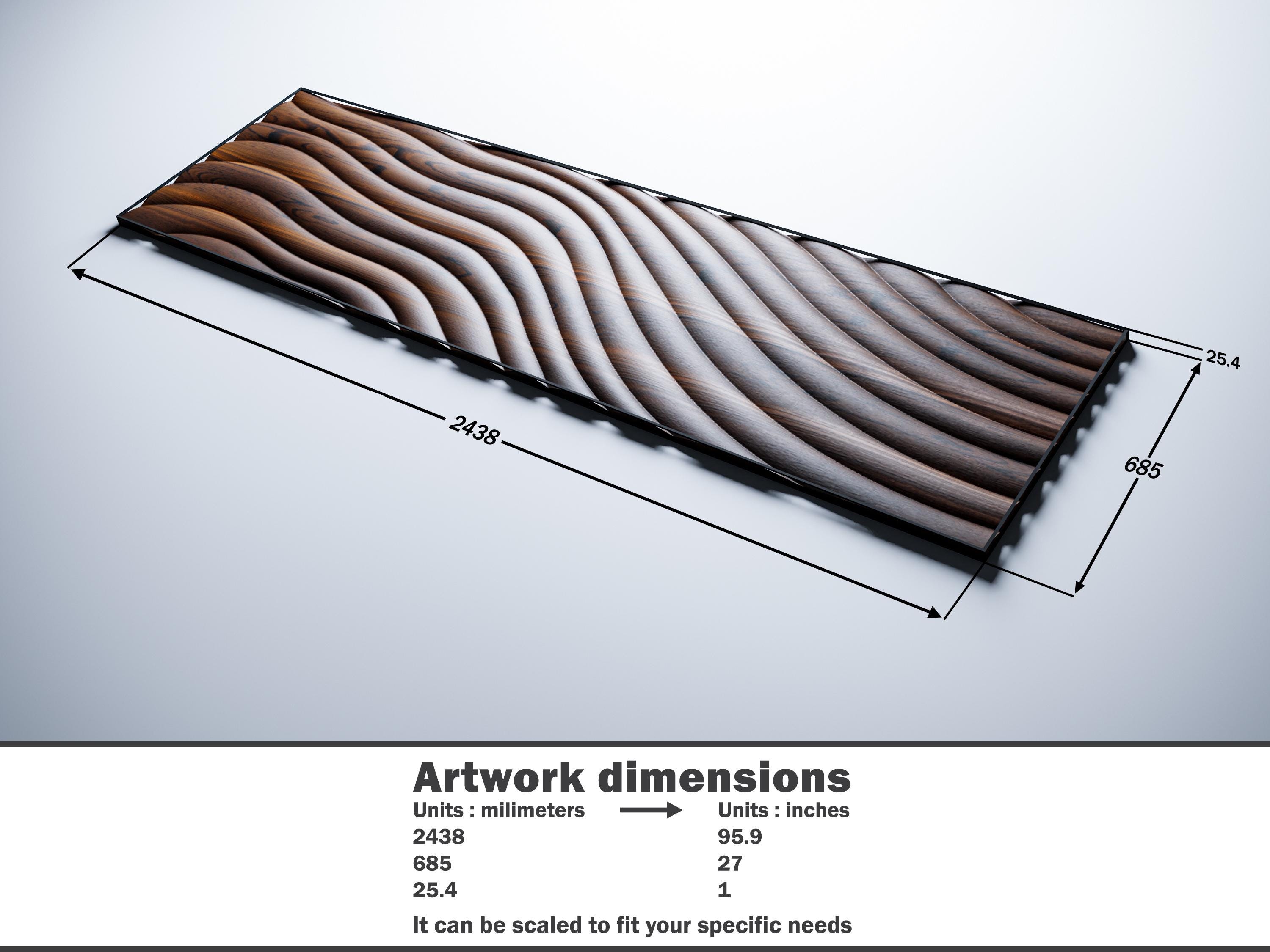 3D Wave Wall Panel CNC Carving Design STL File: Wavy Furniture Art ...