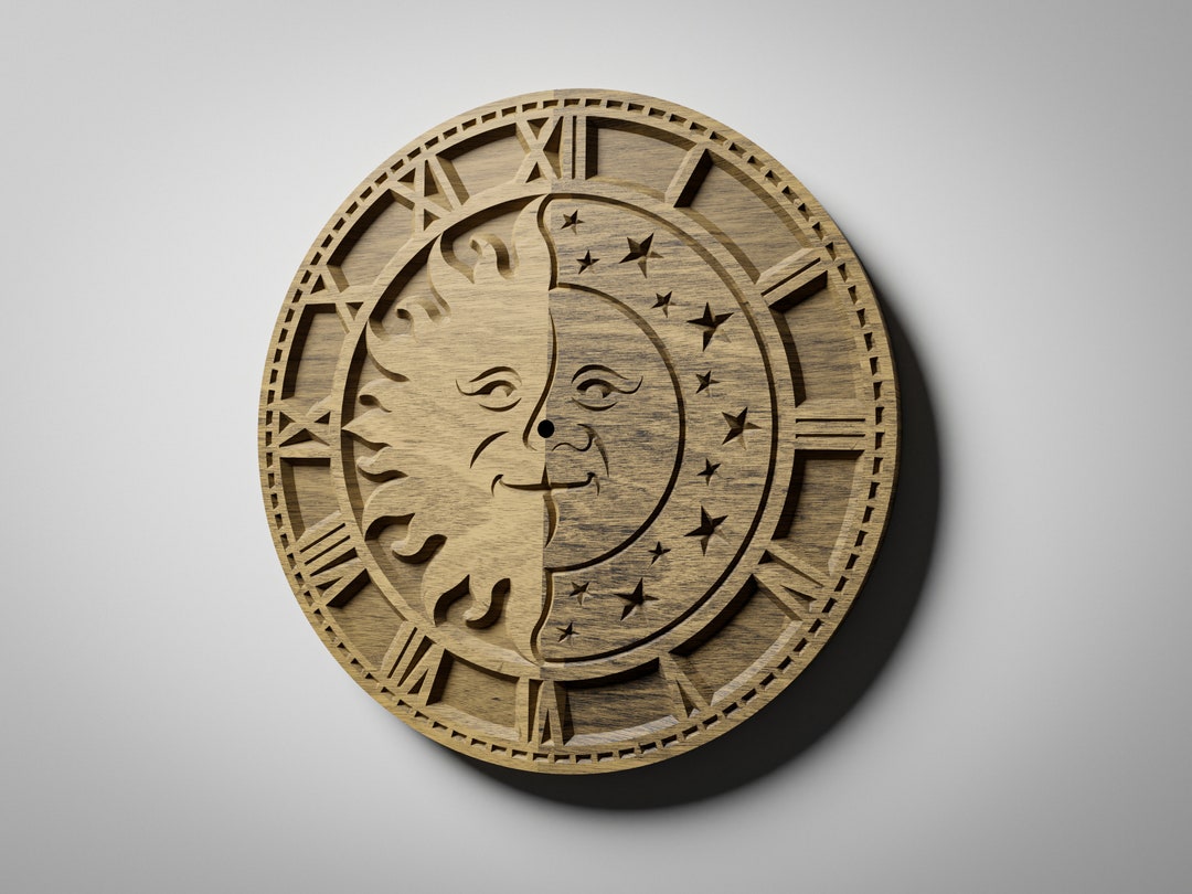 Sun and Moon Wall Clock CNC Vector Design (digital Download) • C4 - Etsy