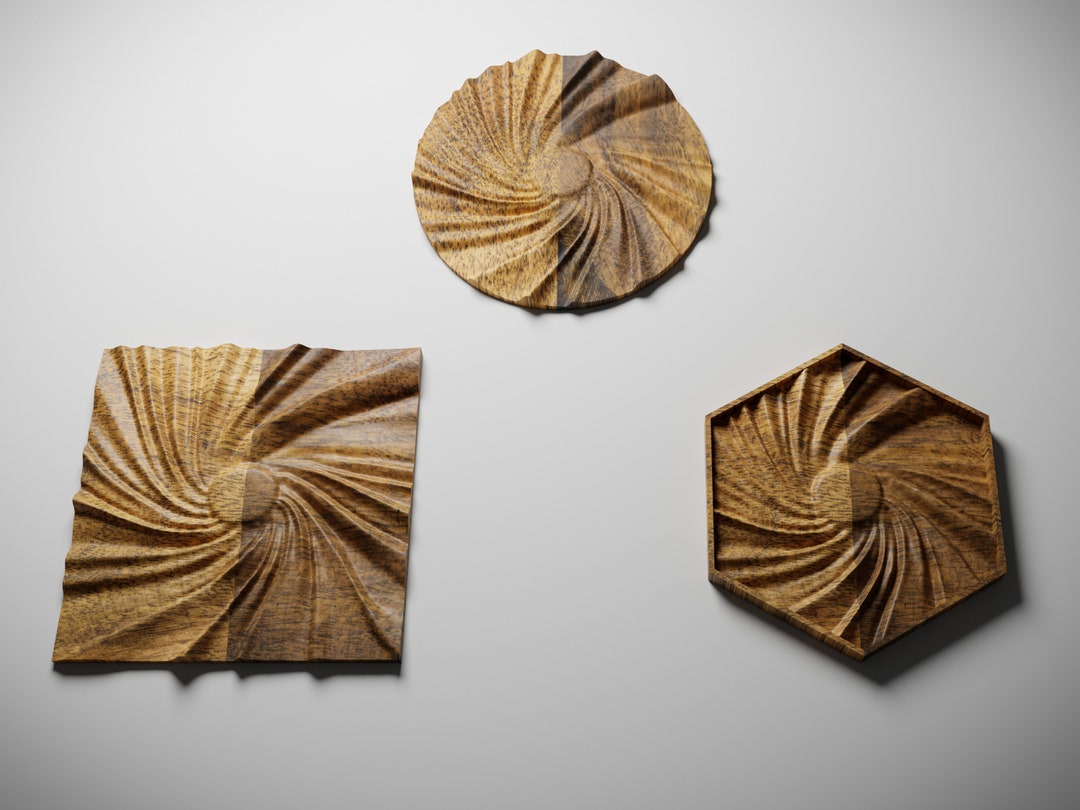 Cnc Router Wall Art STL Files Pack, Wood Carved Panels Drapery Fan ...