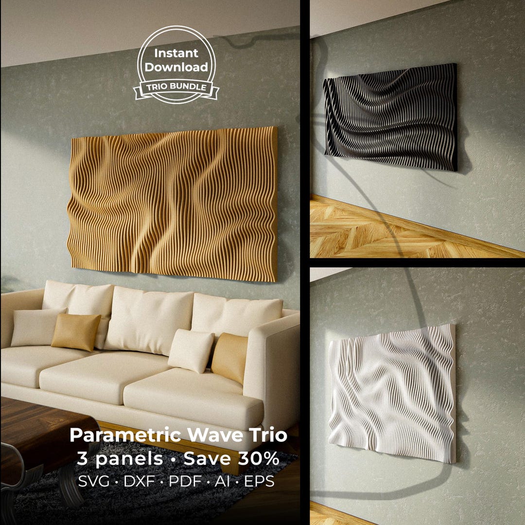 Parametric Pack Files • Trio 3D Wave Wall Panel Designs for Routers and ...