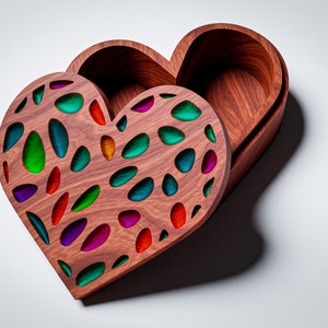 Heart-shaped Jewelry Box Wood Carving CNC Projects | Epoxy Art STL 3d ...