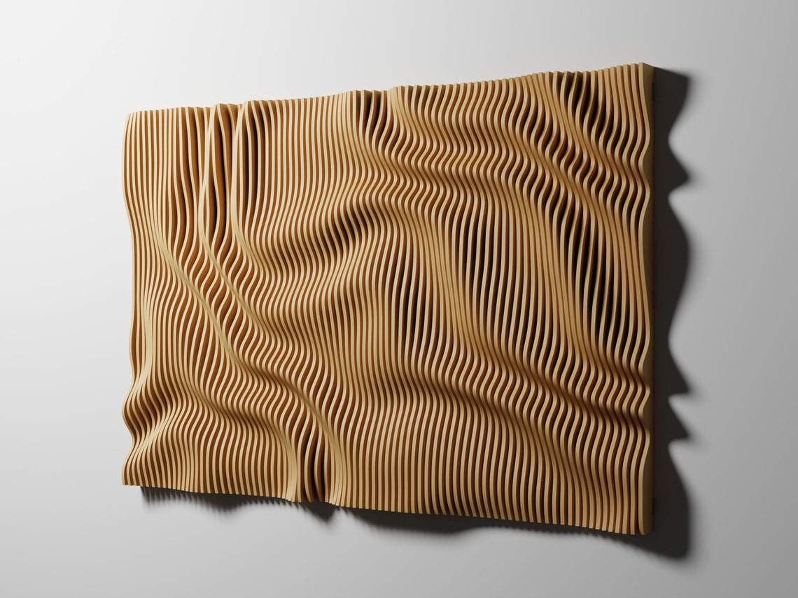 Parametric Wooden Wall Decor Wavy Pattern CNC Files for - Etsy