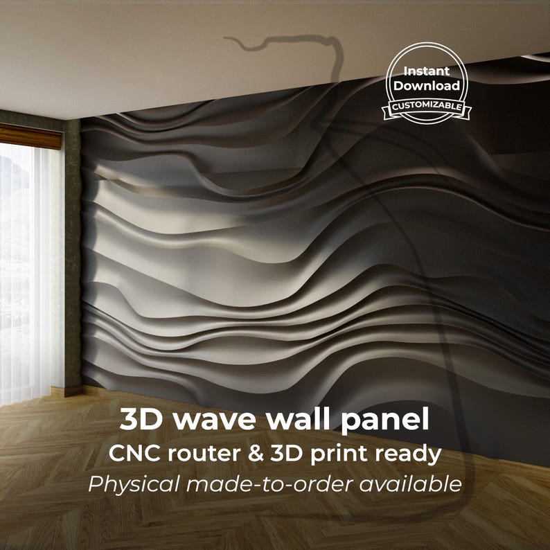 3D Wave Wall Panel STL • for CNC Routers & 3D Printing • Seamless ...