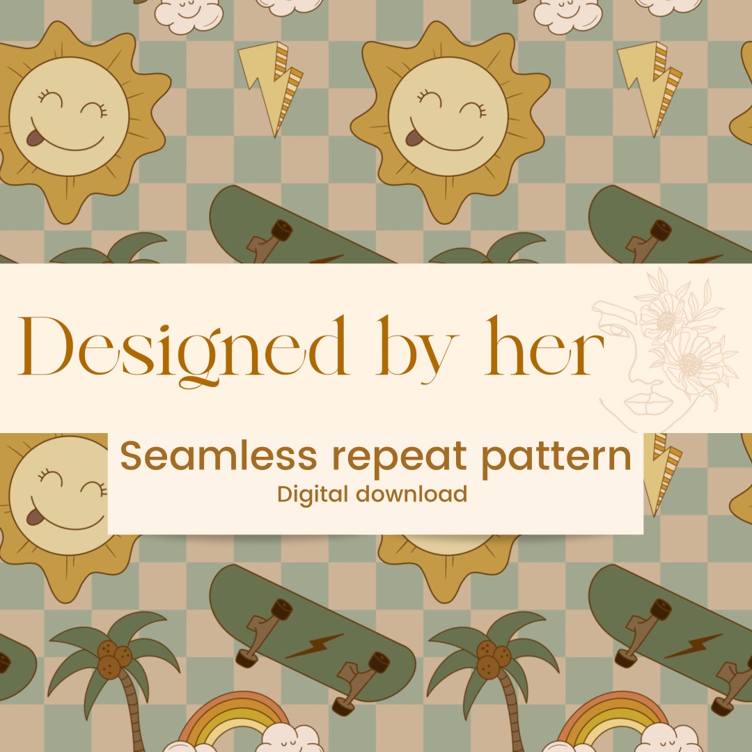 Seamless Repeat Pattern Retro Skate - Etsy