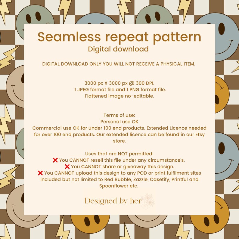 Seamless Repeat Pattern - Retro Smiley - Etsy