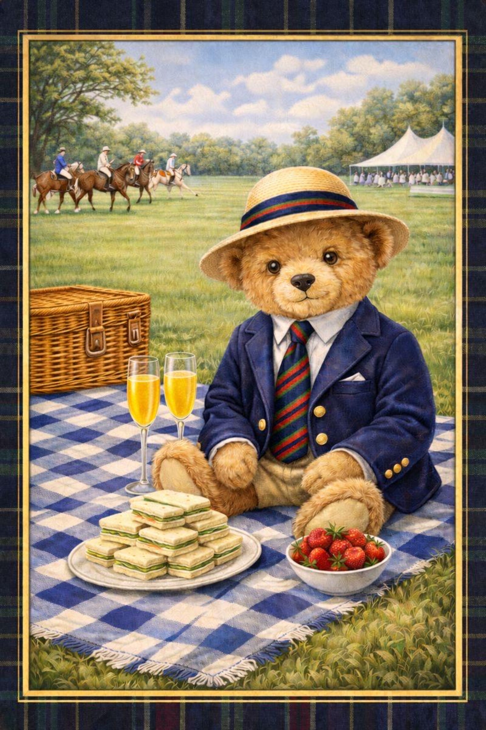 Polo Picnic Teddy Bear Nursery Print | Equestrian Baby Room Decor ...