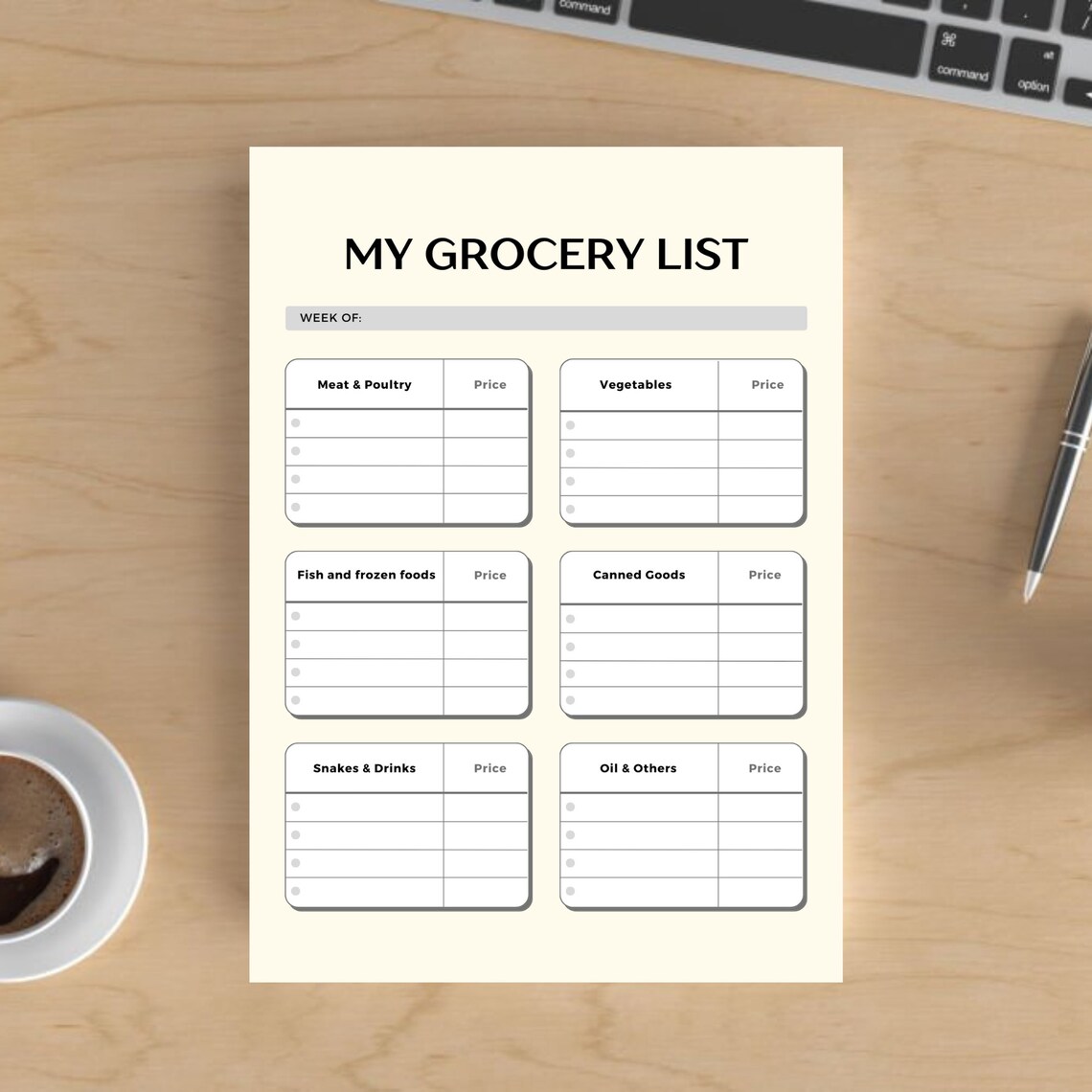 Grocery List PRINTABLE Grocery List, Plan Grocery List, Digital Grocery ...