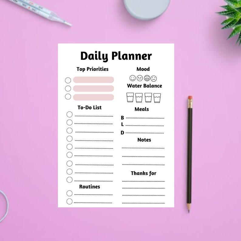 EDITABLE DAILY PLANNER, Printable Productivity Planner for Work, Daily ...