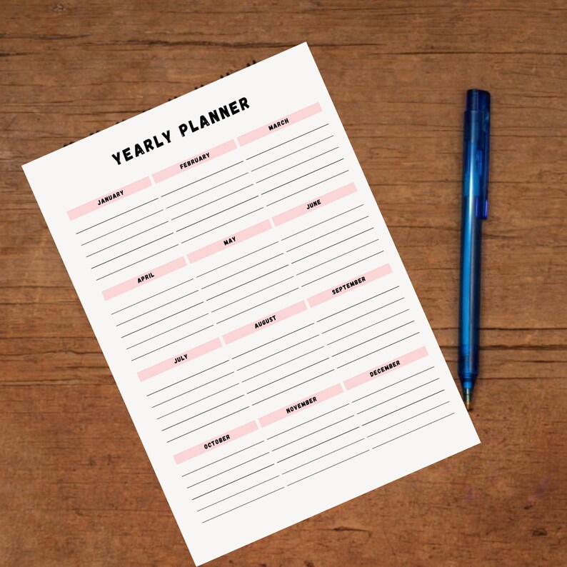 Printable Yearly Planner Download, Annual Modern Planner for Office ...