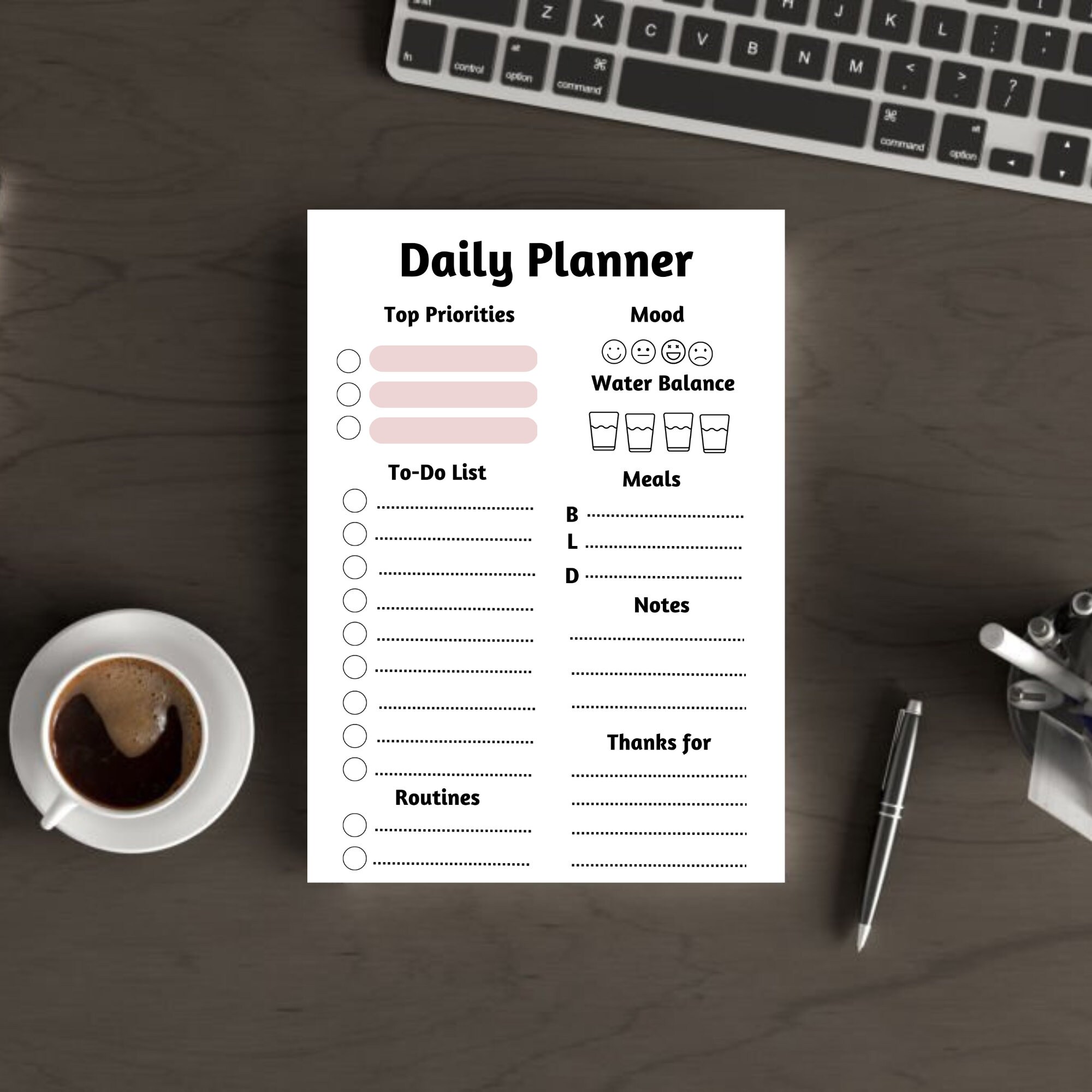 EDITABLE DAILY PLANNER, Printable Productivity Planner for Work, Daily ...