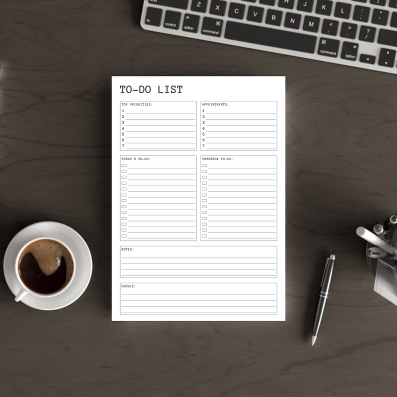Minimalist Daily to Do List, to Do Lists Simple to Do List | Printable ...