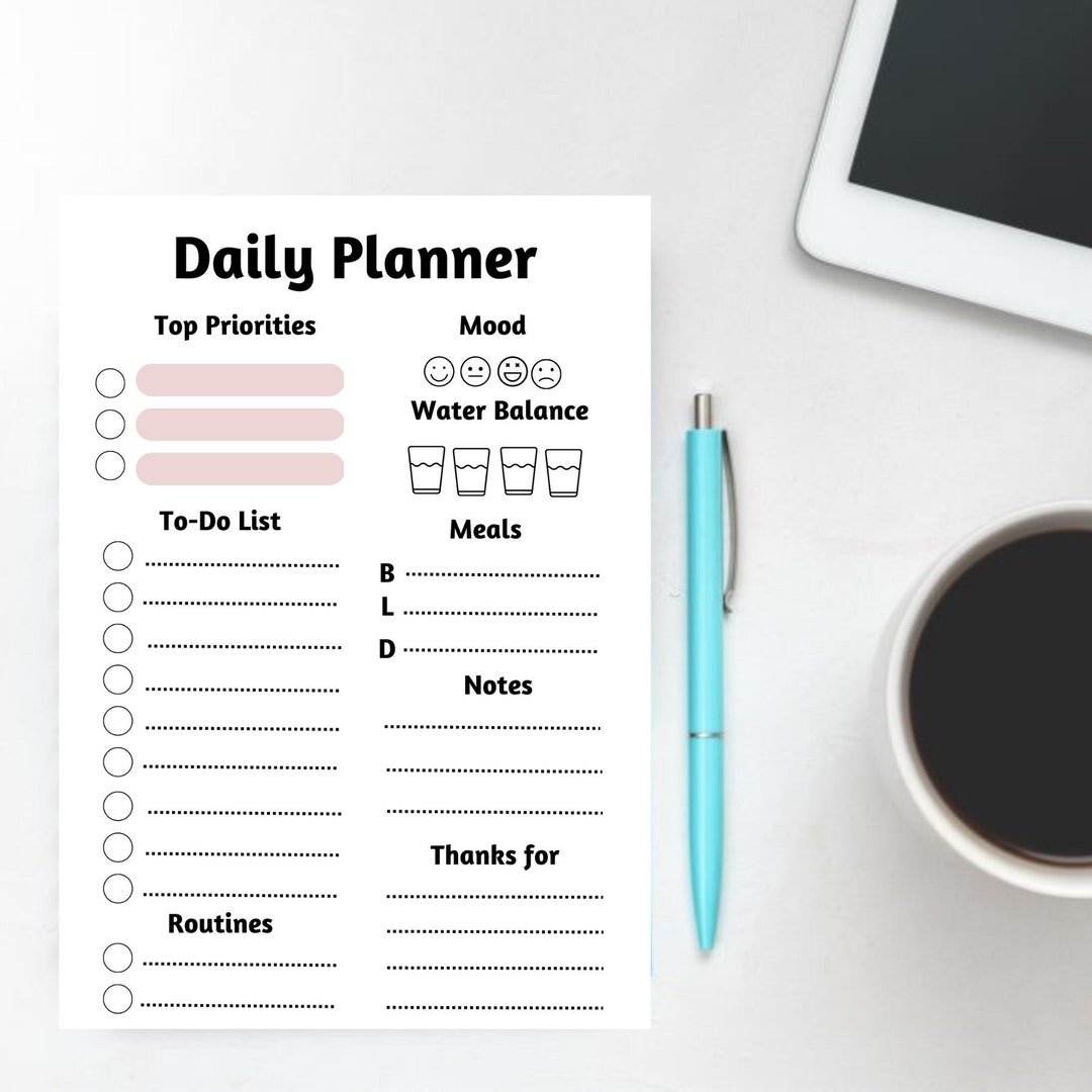 EDITABLE DAILY PLANNER, Printable Productivity Planner for Work, Daily ...